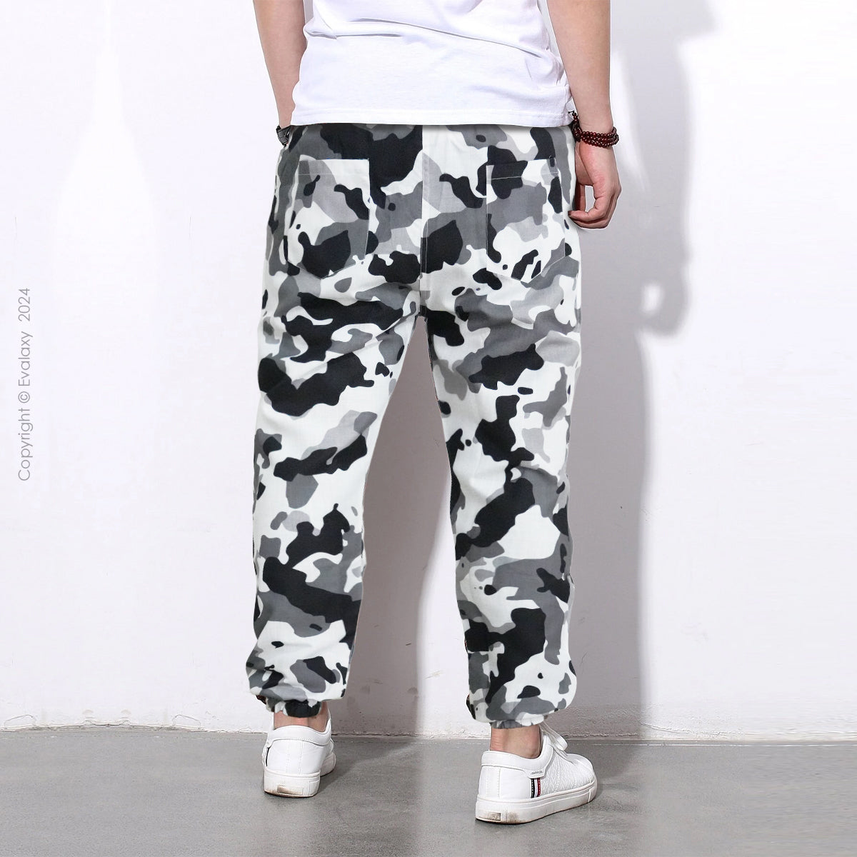 Loose Black N Grey Camo Jogger Breathable Casual Harem Pants For Men & – Evalaxy